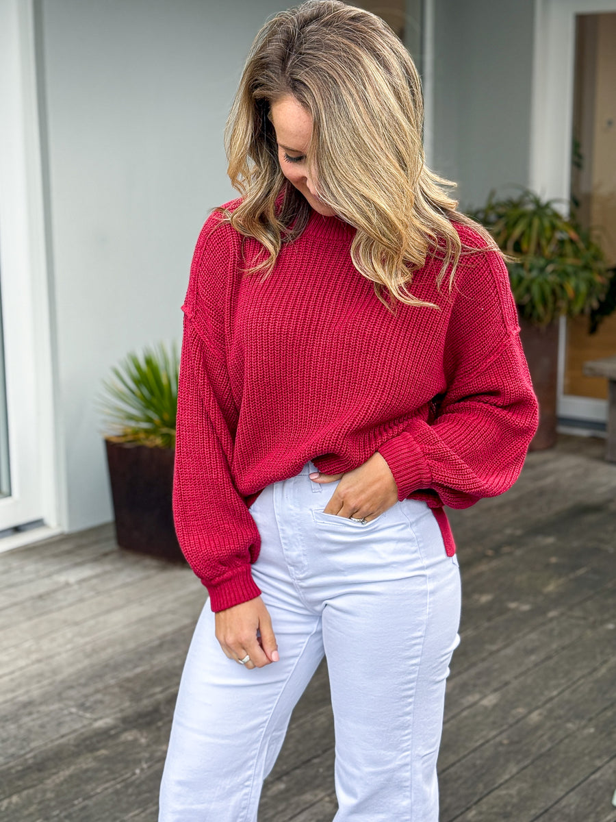 Aidie Knit - Burgundy – Evergreen Clothing