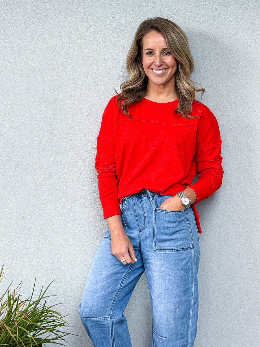 Jayne Throw On Top - Bright Red – Evergreen Clothing