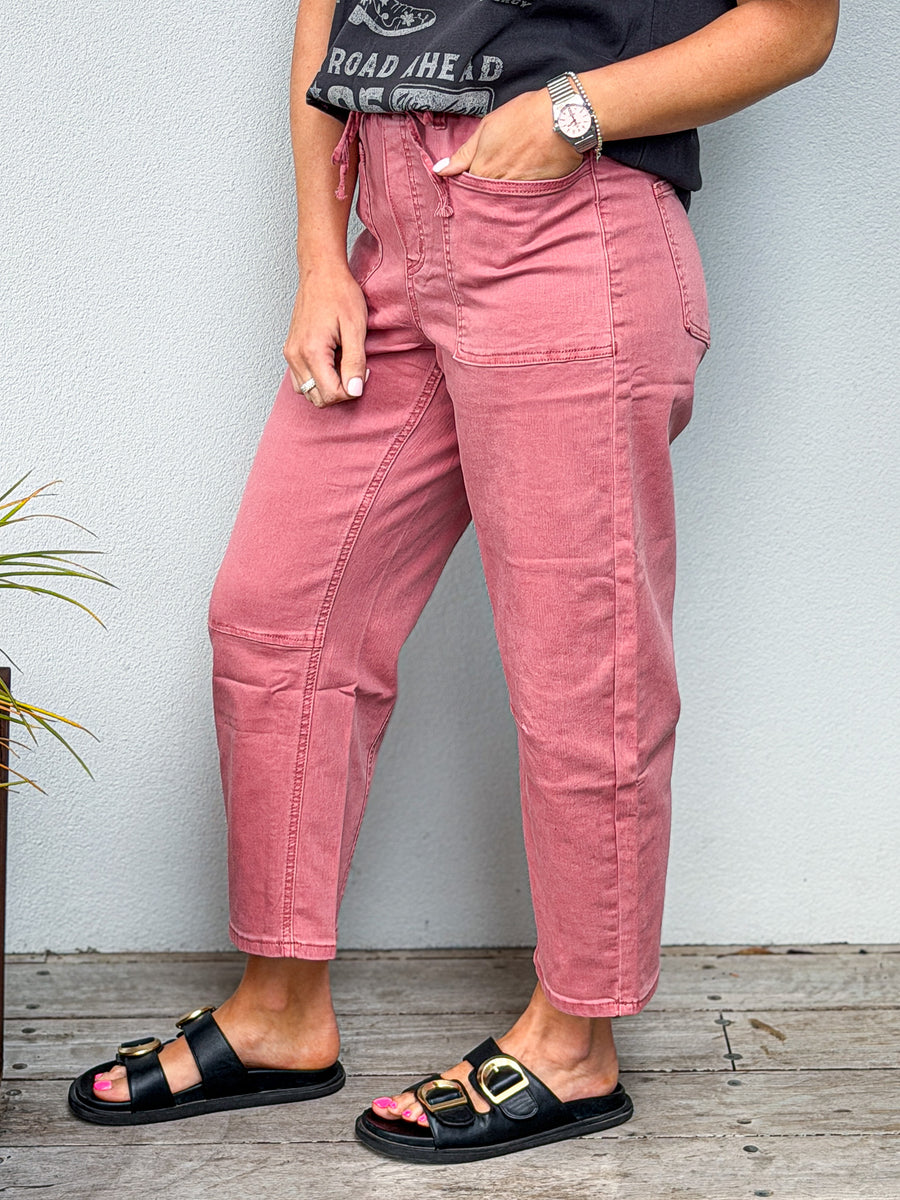 Laura Barrel Jeans - Pink – Evergreen Clothing