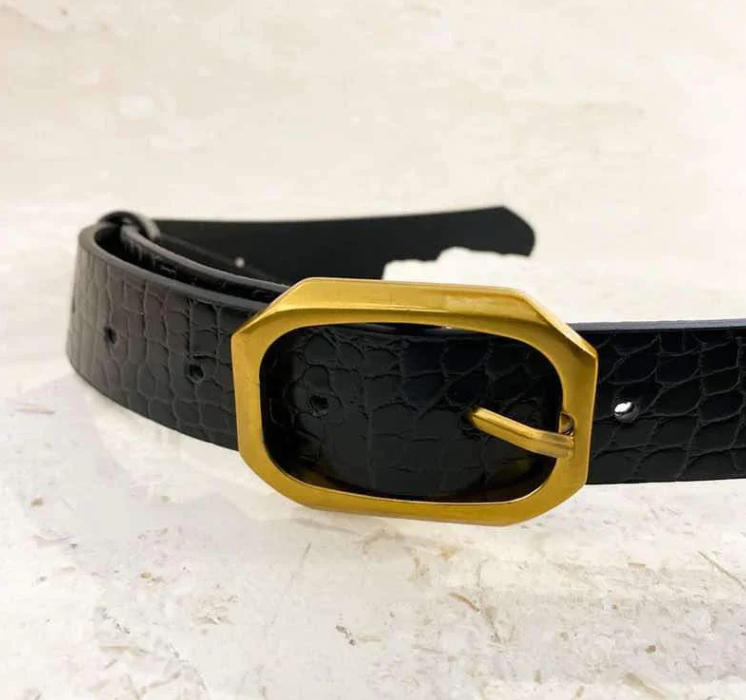 Geometric Buckle Belt Croc – Evergreen Clothing