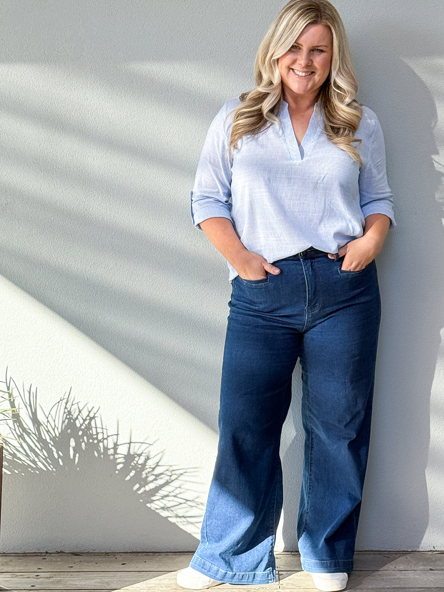 Tilly Shirt - Light Blue Stripe – Evergreen Clothing