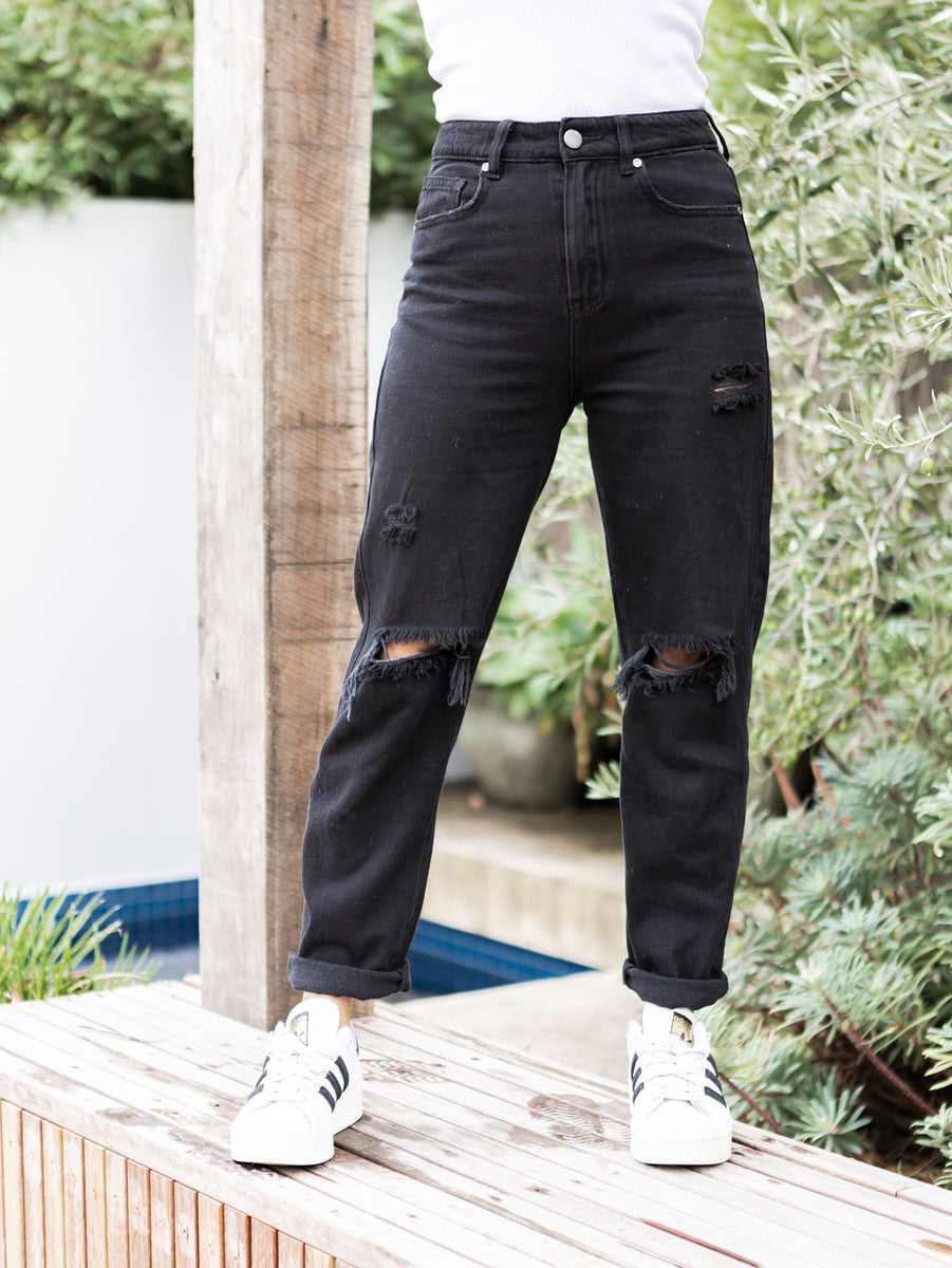 Nicky Mom Jeans - Black – Evergreen Clothing