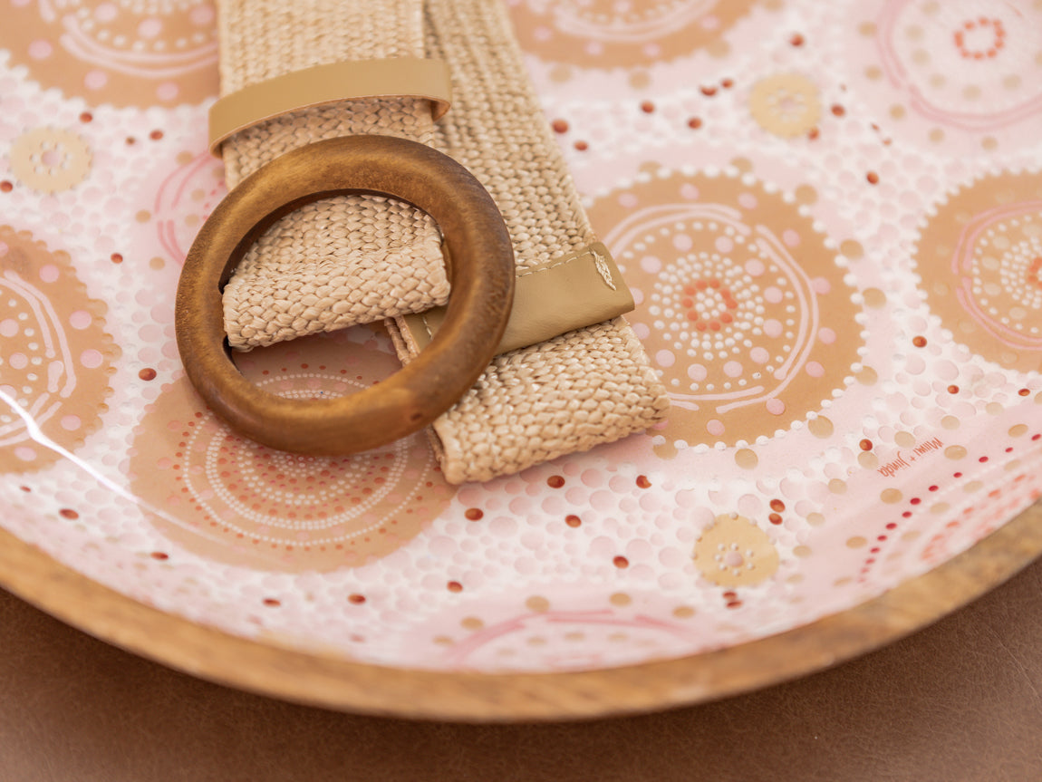 Tan Rattan Belt with Round Buckle – Evergreen Clothing